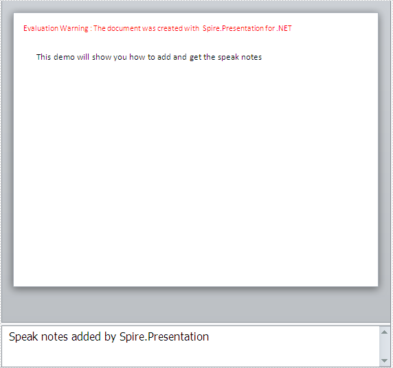 How to add and get speaker notes in presentation slides in C#
