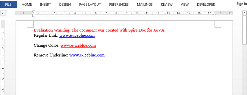Change Hyperlink Appearance in Word in Java