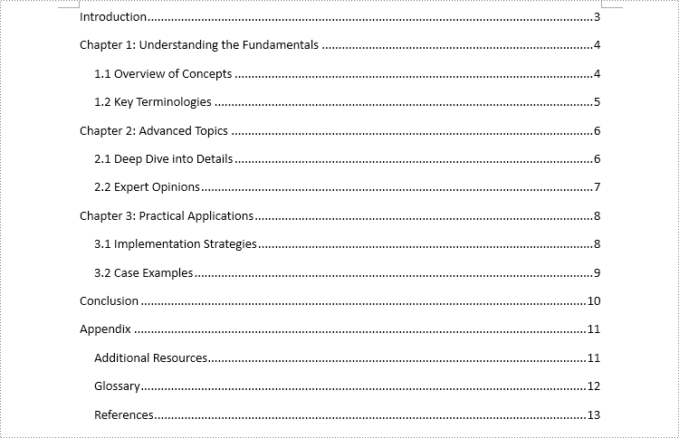 Create A Table Of Contents In A Word Document Using Javascript In React