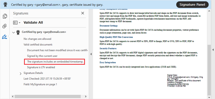 Digitally Sign A PDF With A Timestamp In Java