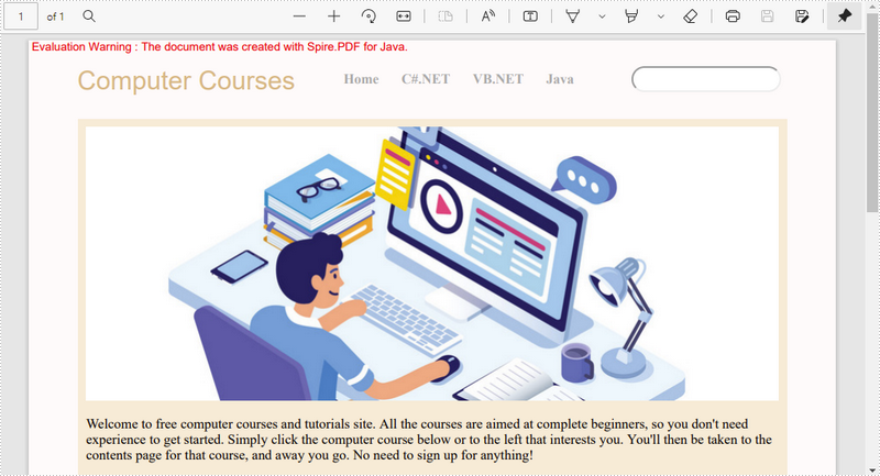 Java Convert HTML To PDF