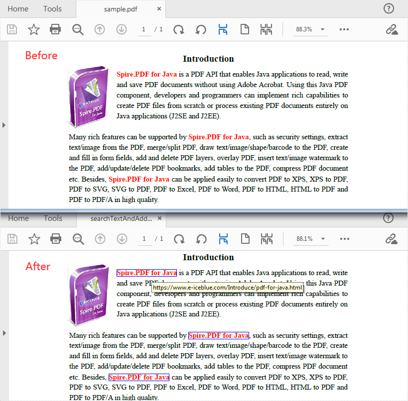 Java Find Text And Add Hyperlinks For Them In PDF