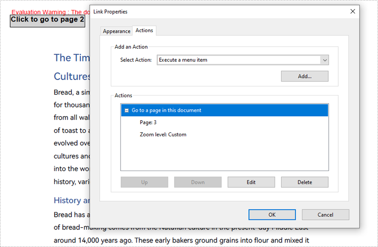 Java: How to Add Actions to PDF Documents