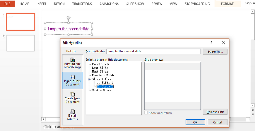 Link To A Specific Slide In Java