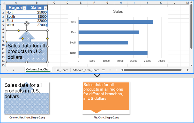 Save Excel Charts and Shapes as Images with JavaScript in React