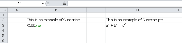 How to Apply Subscript and Superscript in Excel file?